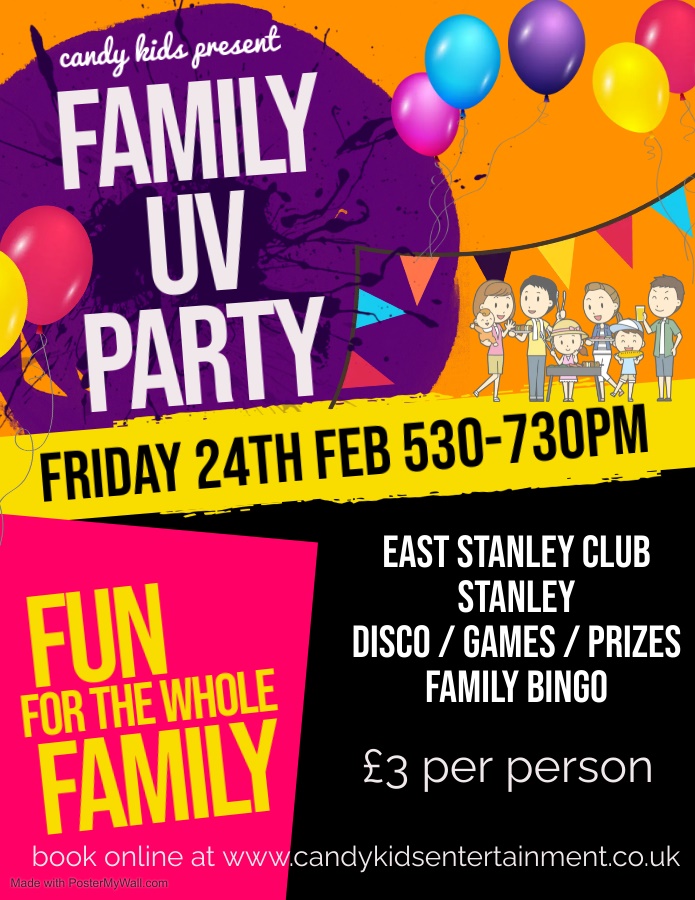 family uv party - Hire in north east of east | Candy Kids Entertainment